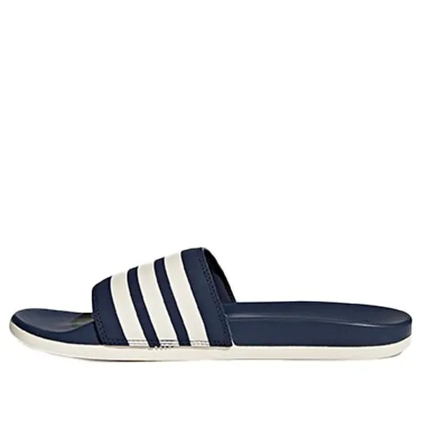 Adidas Adilette Cloudfoam Plus Stripe Slides - Navy Blue/white