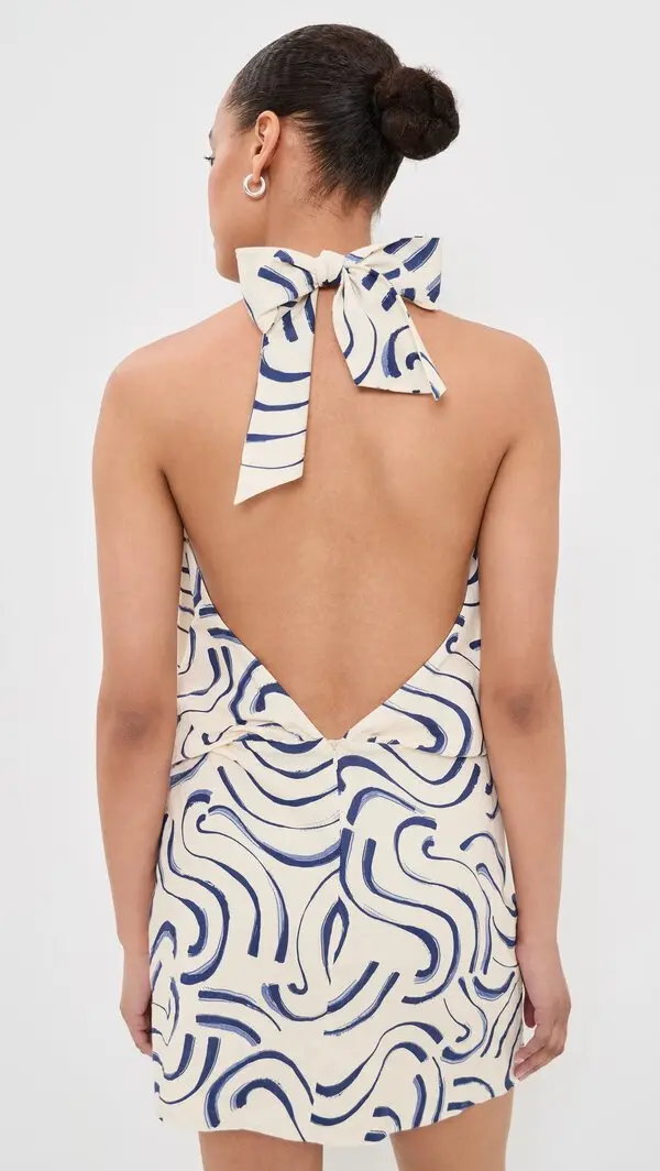 Alexis Sirenza Abstract Print Halter Neck Mini Dress
