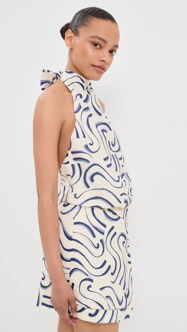 Alexis Sirenza Abstract Print Halter Neck Mini Dress