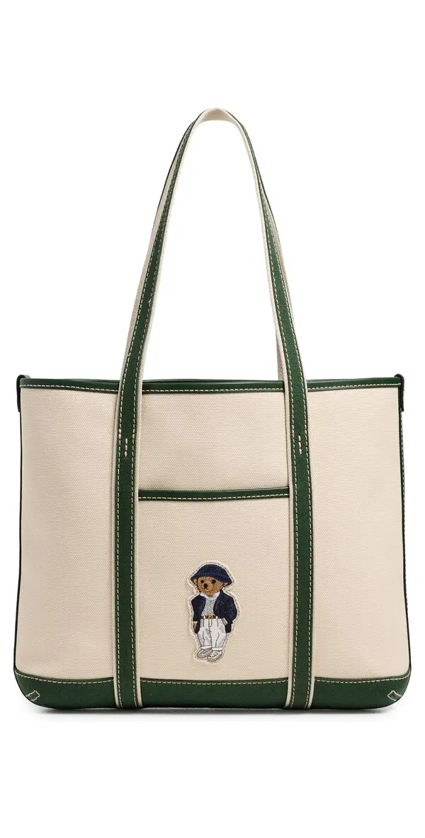 Polo Ralph Lauren Small Shaped Polo Bear Tote Bag - Ecru/juniper