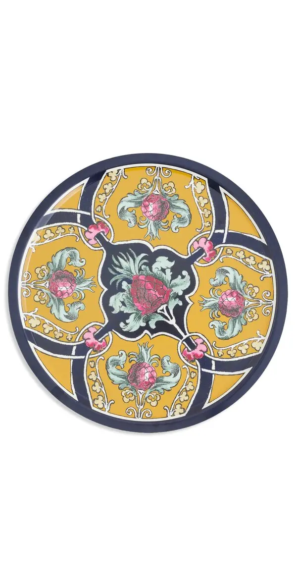 La DoubleJ Large Round Printed Tray - Ananas