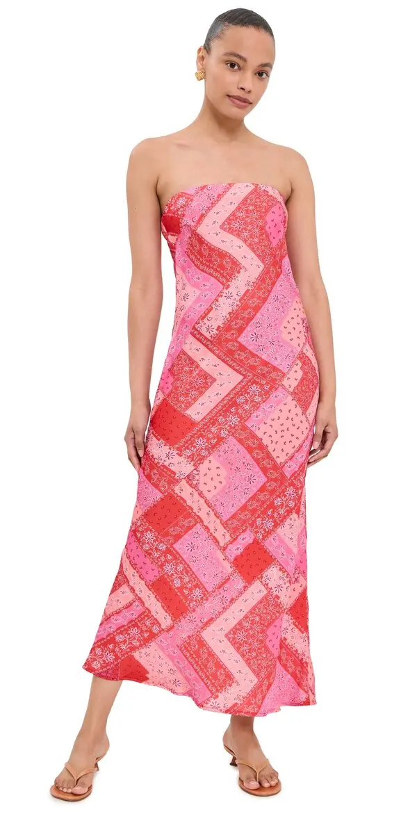 RESA Anna Bandana Print Strapless Midi Slip Dress - Patsy