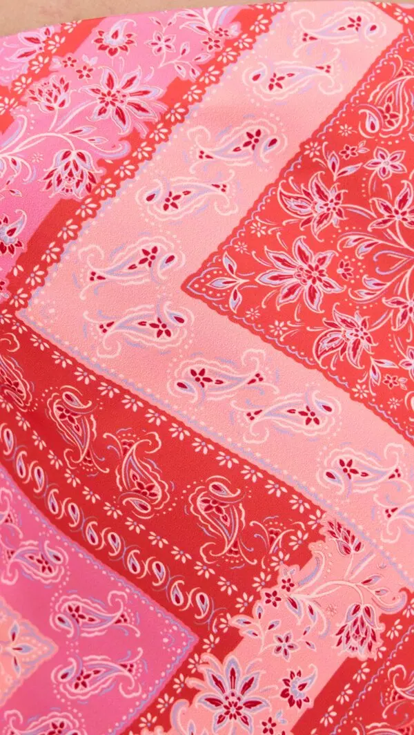 RESA Anna Bandana Print Strapless Midi Slip Dress