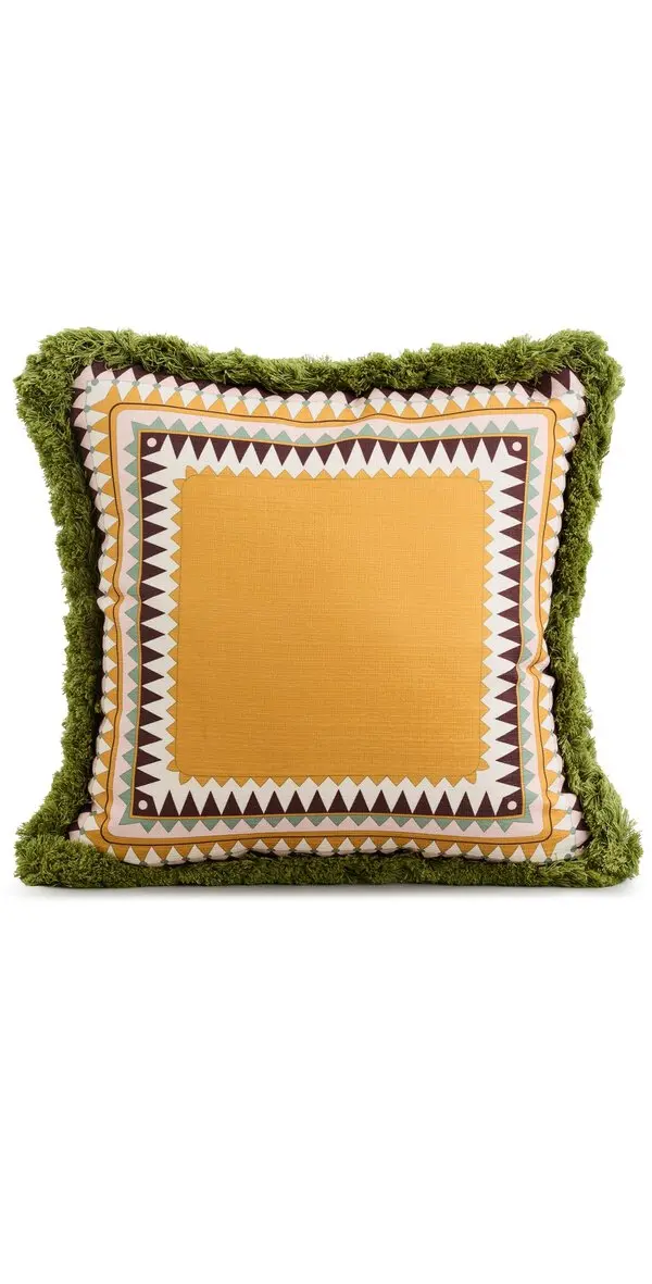 La DoubleJ Outdoor Cushion With Geometric Print And Fringe Trim - Doric