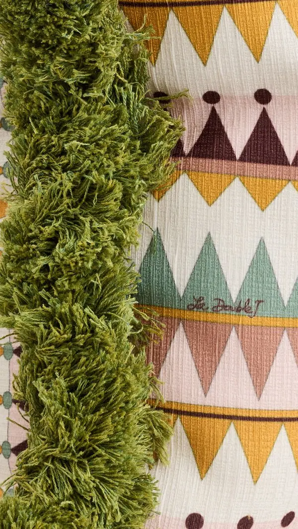 La DoubleJ Outdoor Cushion With Geometric Print And Fringe Trim