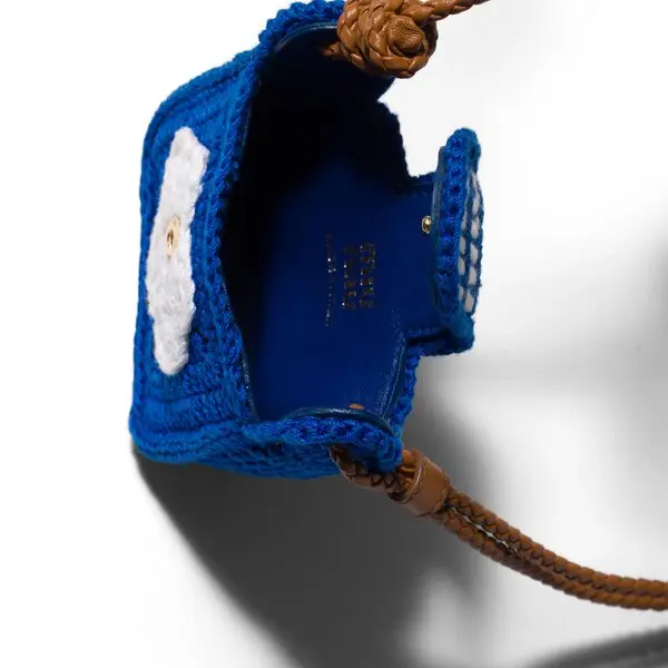 Miu Miu Crochet Earbud Pouch With Adjustable Leather Shoulder Strap