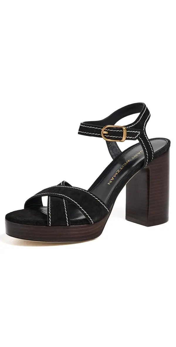STUART WEITZMAN Park Platform Heels 85mm - Blk/mrn Vno
