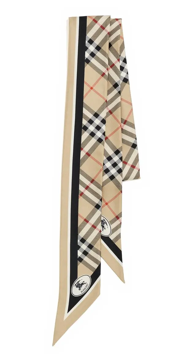 Burberry Check Silk Skinny Scarf - Sand