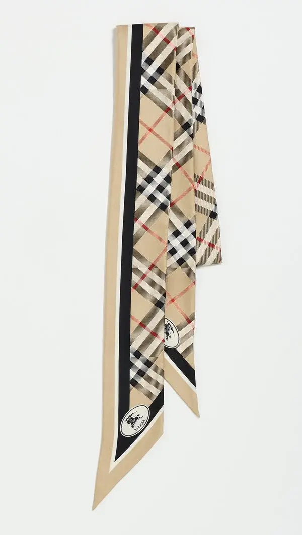 Burberry Check Silk Skinny Scarf - Sand