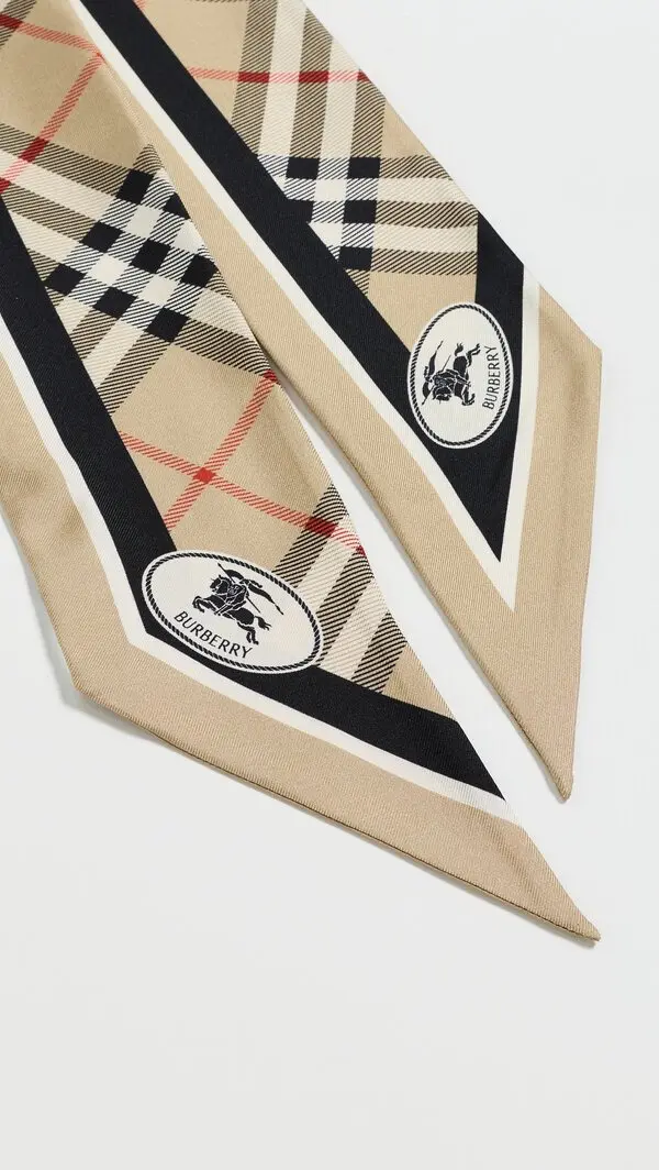 Burberry Check Silk Skinny Scarf - Sand