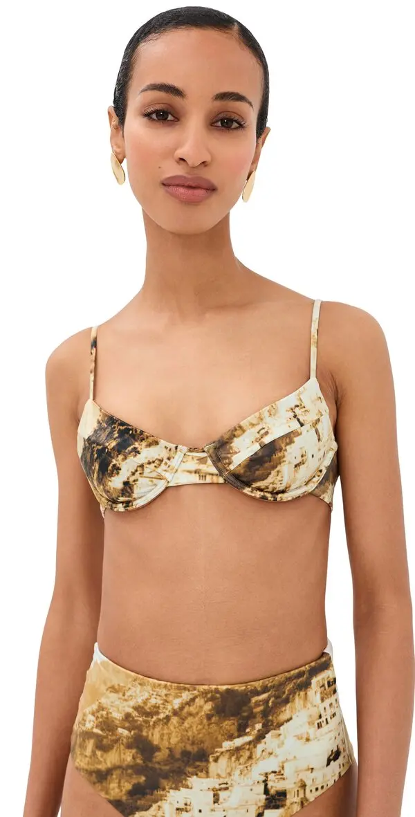 Staud Caroline Bikini Top Abstract Print - Cliffside