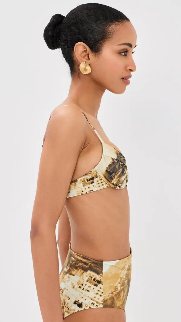 Staud Caroline Bikini Top Abstract Print