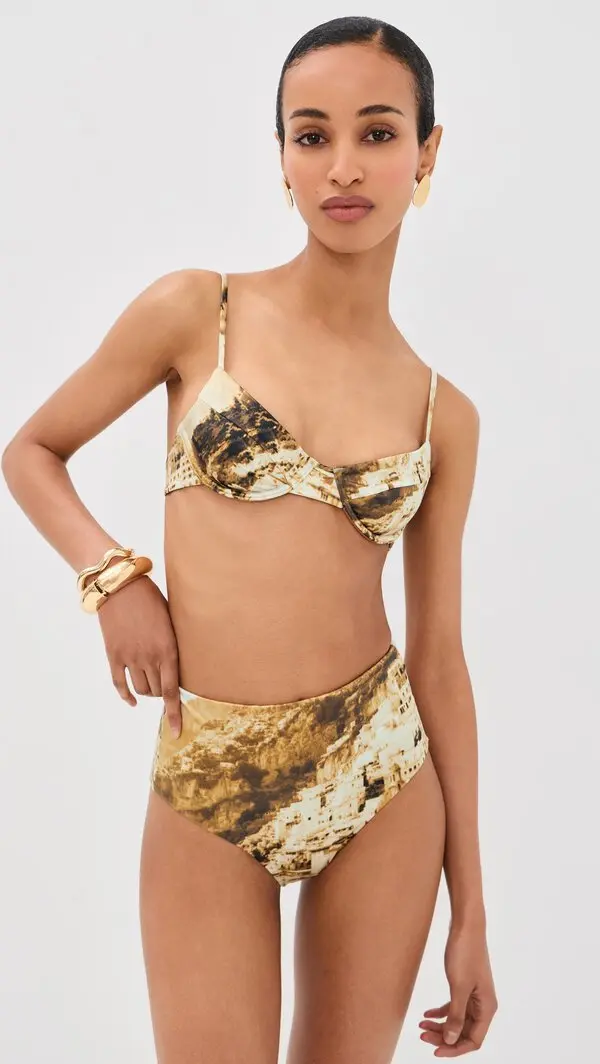 Staud Caroline Bikini Top Abstract Print
