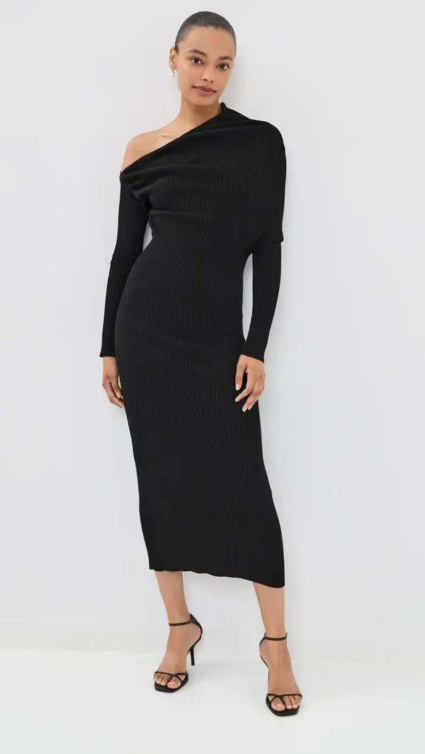 Altuzarra Berrigan Dress One Shoulder Ribbed Knit Maxi