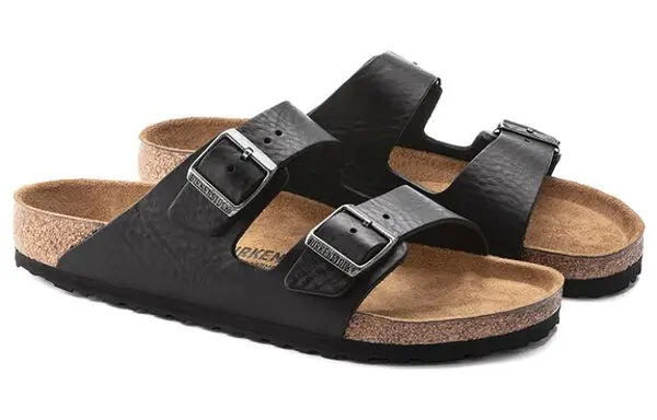 BIRKENSTOCK Arizona Grip Leather Sandals - Black