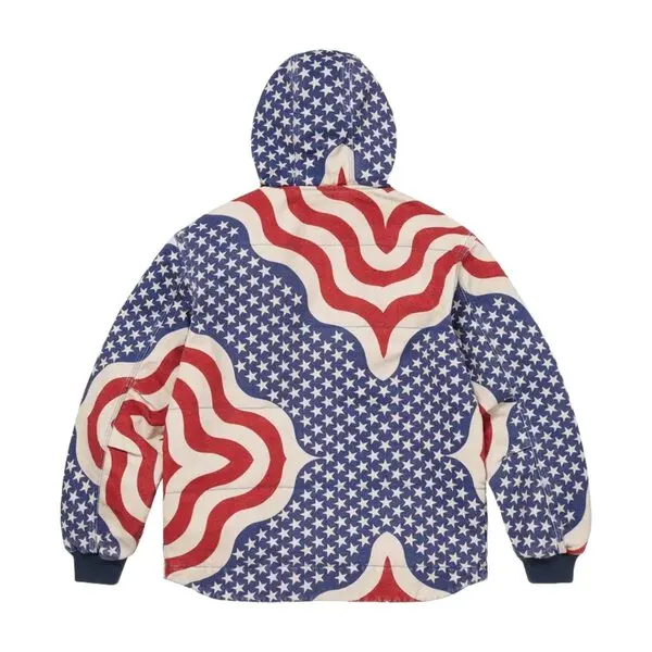 Supreme Flag Quilted Hooded Work Jacket - Multicolor