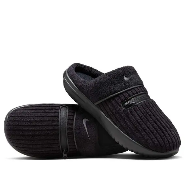 Nike Burrow Zip Up Slipper - Black/anthracite