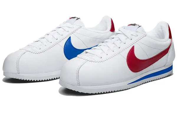 Nike Classic Cortez Leather Qs "nai-ke" Sneakers - White/red/blue