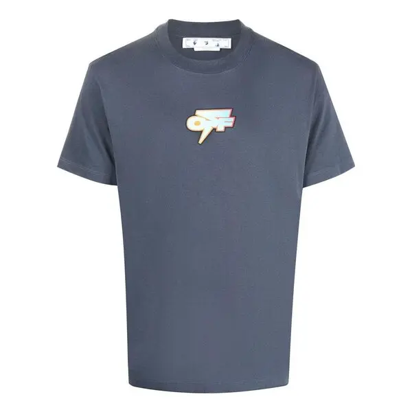 Off-White Ss22 Gradient Logo Printing Round Neck Short Sleeve Ordinary Version Gray T-shirt