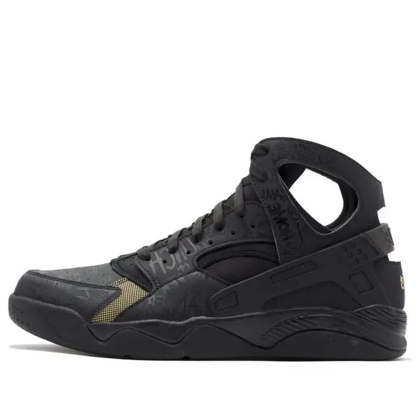 Nike Flight Huarache Premium 'trash Talk' High Top Sneakers - Black/metallic Gold-blk