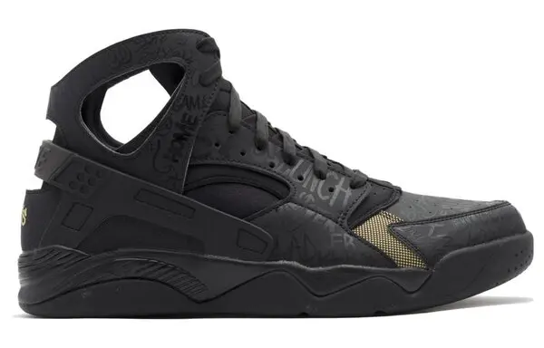 Nike Flight Huarache Premium 'trash Talk' High Top Sneakers - Black/metallic Gold-blk