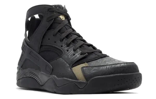 Nike Flight Huarache Premium 'trash Talk' High Top Sneakers - Black/metallic Gold-blk