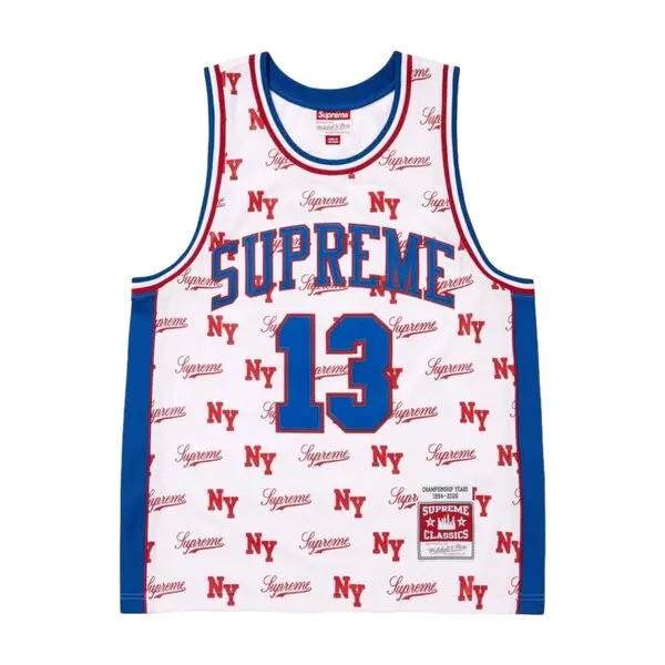 Supreme X Mitchell & Ness Ss26 Monogram Basketball Jersey - White