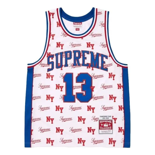 Supreme X Mitchell & Ness Ss26 Monogram Basketball Jersey - White