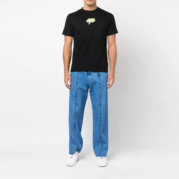 Off-White Fw22 Back Logo Printing Round Neck Short Sleeve Slim Fit Version Black