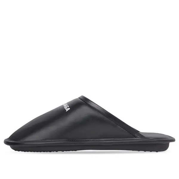 Balenciaga Calf Leather Home Slippers - Black