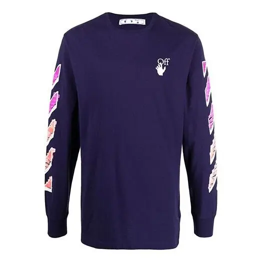 Off-White Long Sleeve Arrow Logo Printed Tee - Blue