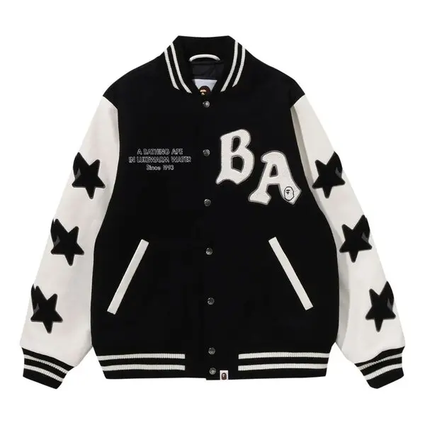 A BATHING APE Relaxed Fit Varsity Jacket - Black