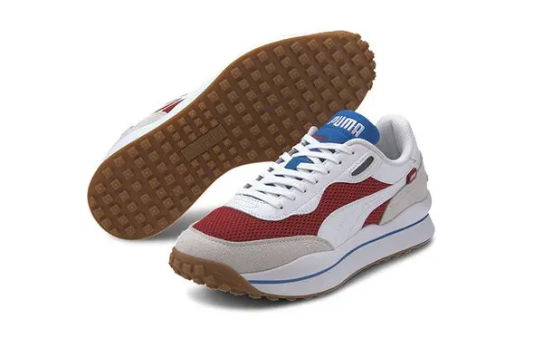 PUMA Style Rider Warm Texture Sneakers - White/gray/red