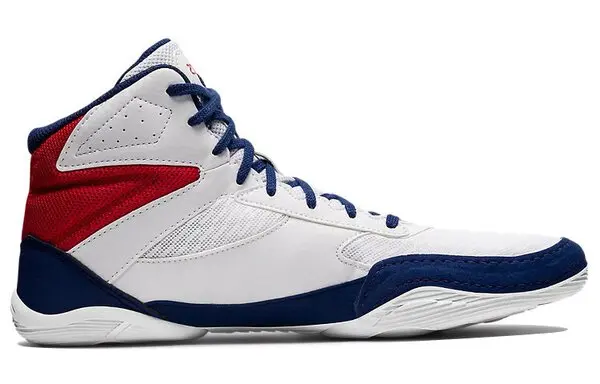 Asics Matflex 6 High Top Wrestling Shoes - White/blue