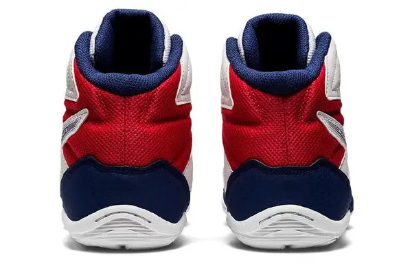 Asics Matflex 6 High Top Wrestling Shoes - White/blue