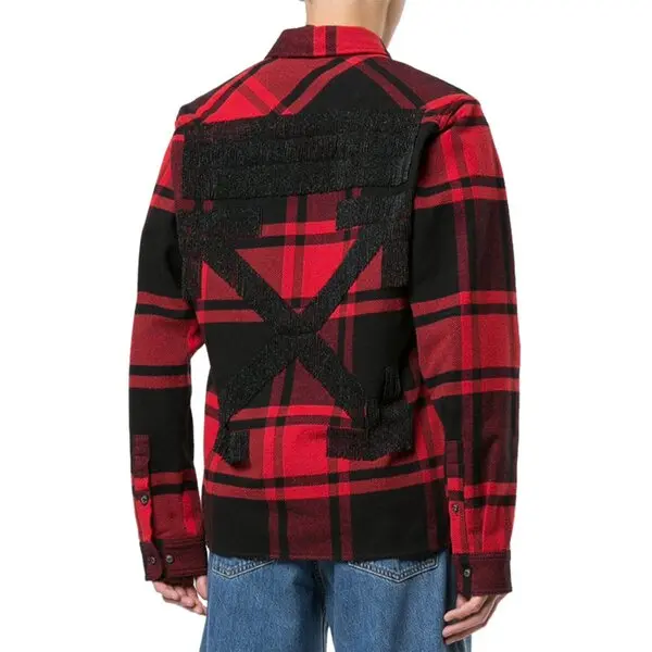 Off-White Lapel Plaid Long Sleeves Shirt Version