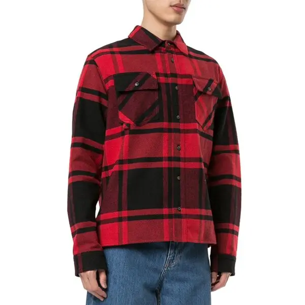 Off-White Lapel Plaid Long Sleeves Shirt Version