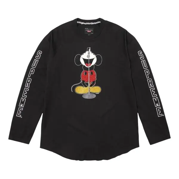 Supreme X Number Ine X Mickey Mouse Raglan Long-sleeve T-shirt - Black