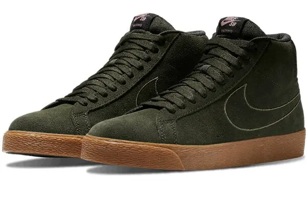 Nike Zoom Blazer Mid Sb Sequoia Lace-up Sneakers - Olive Green