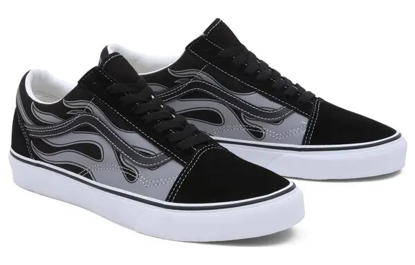 VANS Old Skool Reflective Flame Sneakers - Black/grey