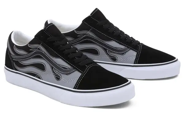 VANS Old Skool Reflective Flame Sneakers - Black/grey