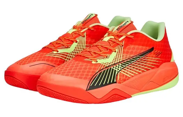 PUMA Eliminate Power Nitro 2 Racquet Blast Fast Yellow Athletic Shoes - Red