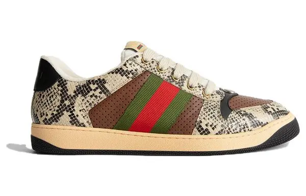 Gucci Screener Python-embossed Leather Sneakers
