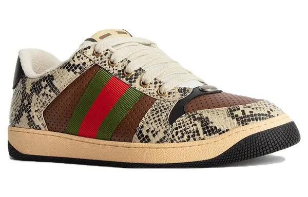 Gucci Screener Python-embossed Leather Sneakers