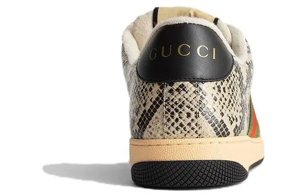 Gucci Screener Python-embossed Leather Sneakers