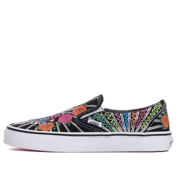 VANS Classic Slip-on 'dia De Los Muertos Floral' Sneakers - Black/red/green