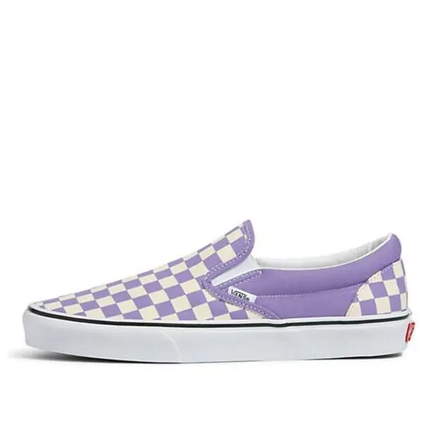 VANS Classic Slip-on Checkerboard Sneakers - White/purple