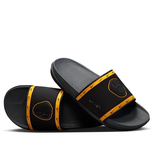 Nike Mlb X Offcourt Slide 'milwaukee Brewers - Black/yellow