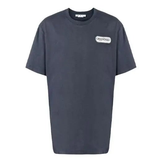 Off-White Alphabet Logo Printing Short Sleeve Loose Fit Navy Blue - Multi-color
