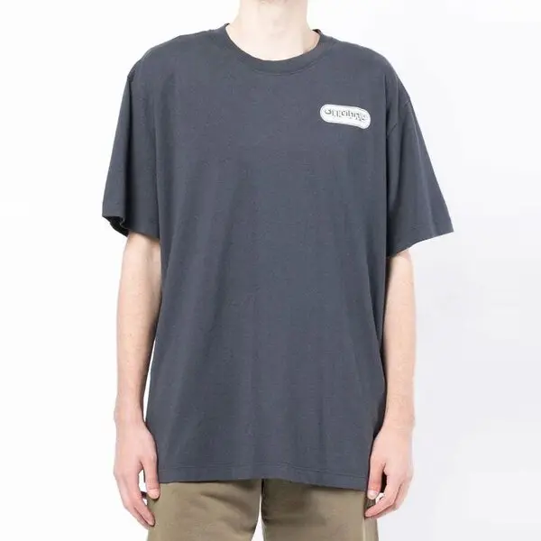 Off-White Alphabet Logo Printing Short Sleeve Loose Fit Navy Blue